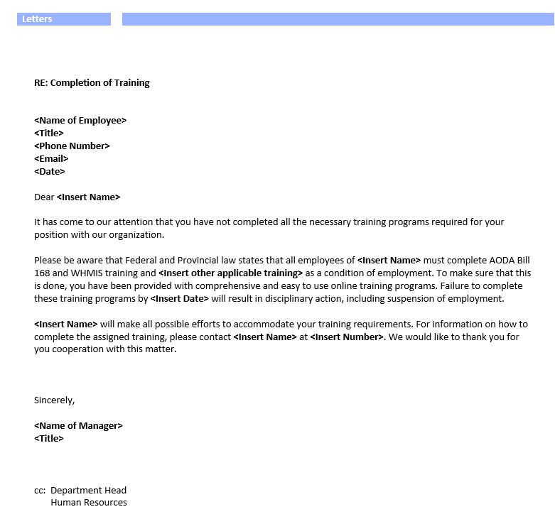 Training Letter