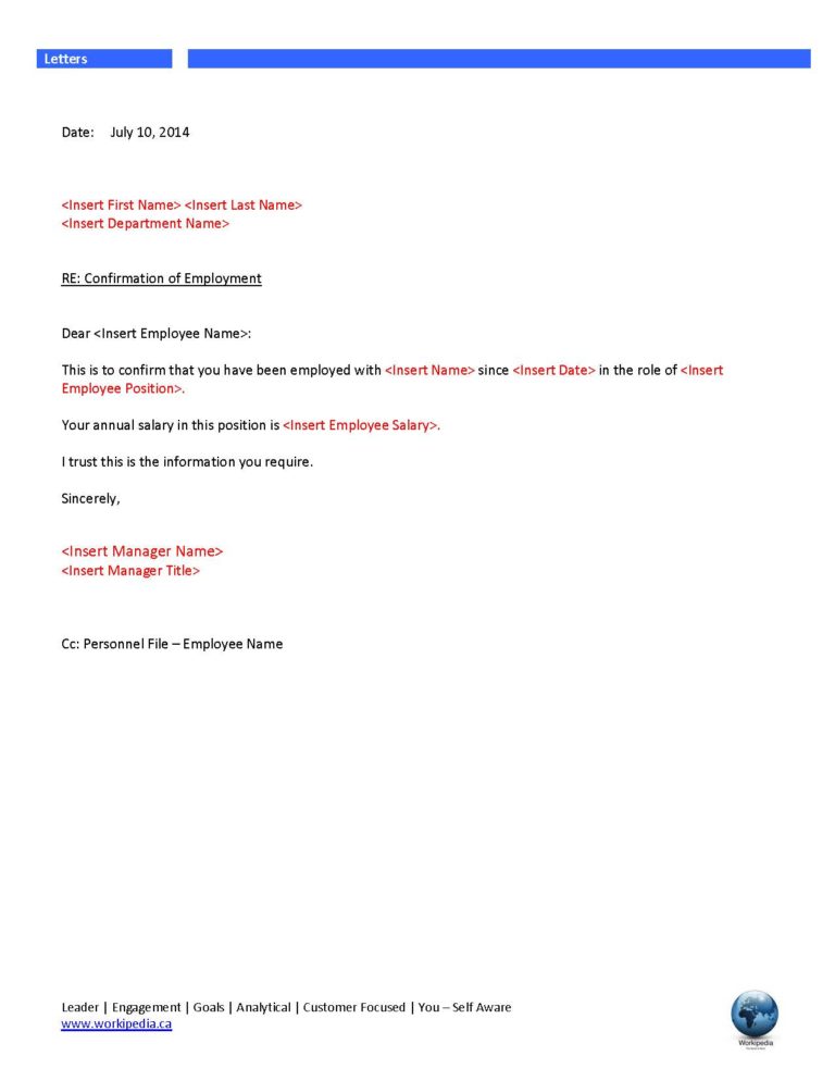 Confirmation of Employment Letter