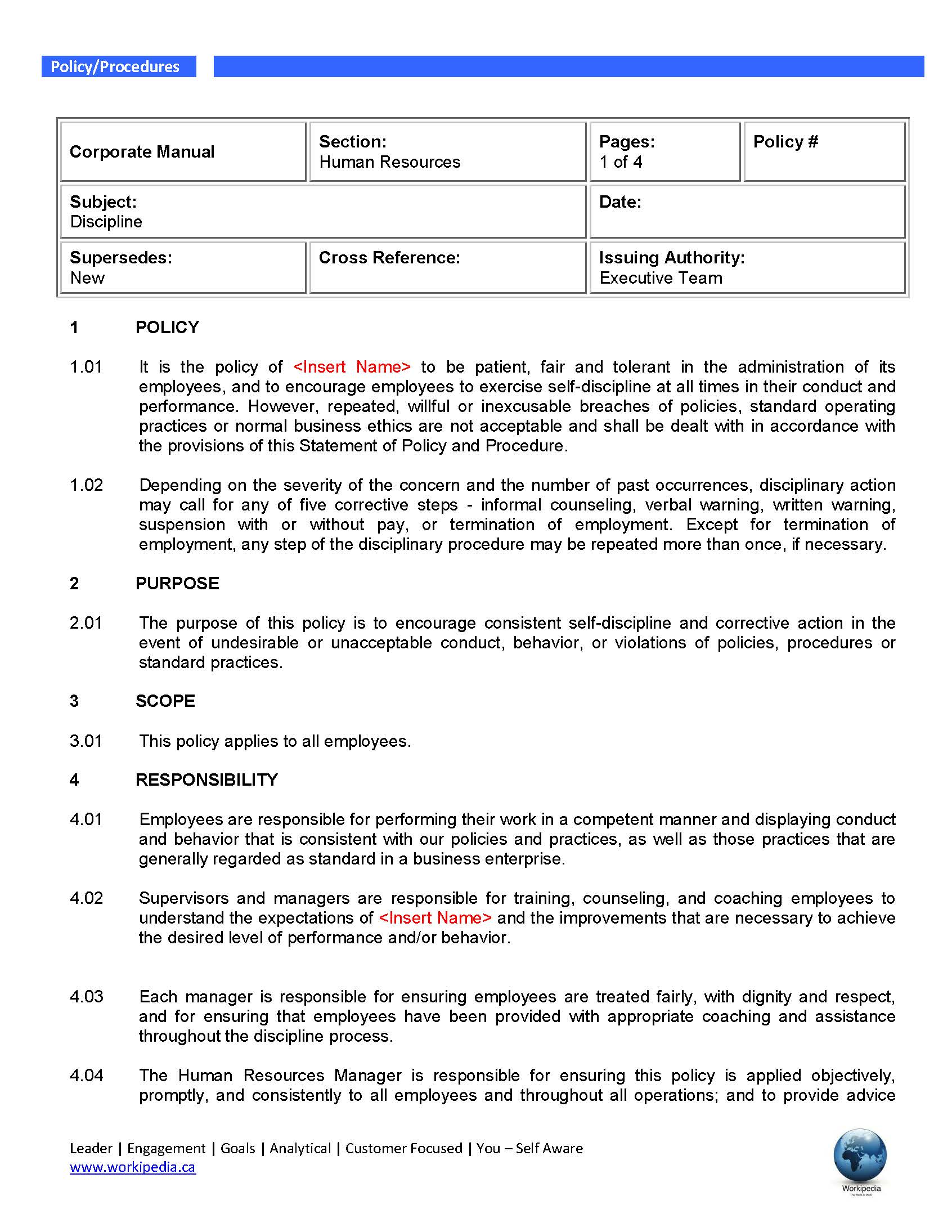 Discipline Policy Page 1