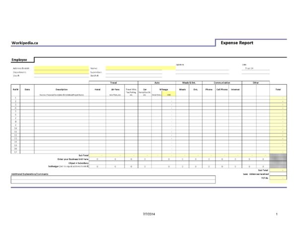Expense Report Template