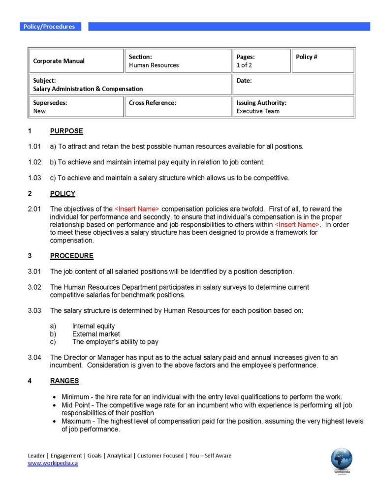 Salary Administration & Compensation Policy