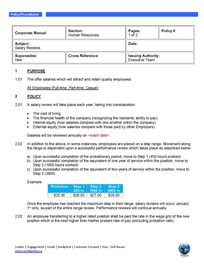 Salary Reviews Policy