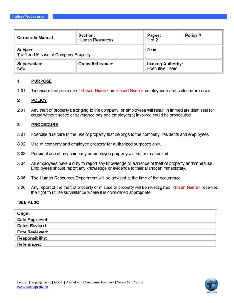 Theft and Misuse of Company Property Policy
