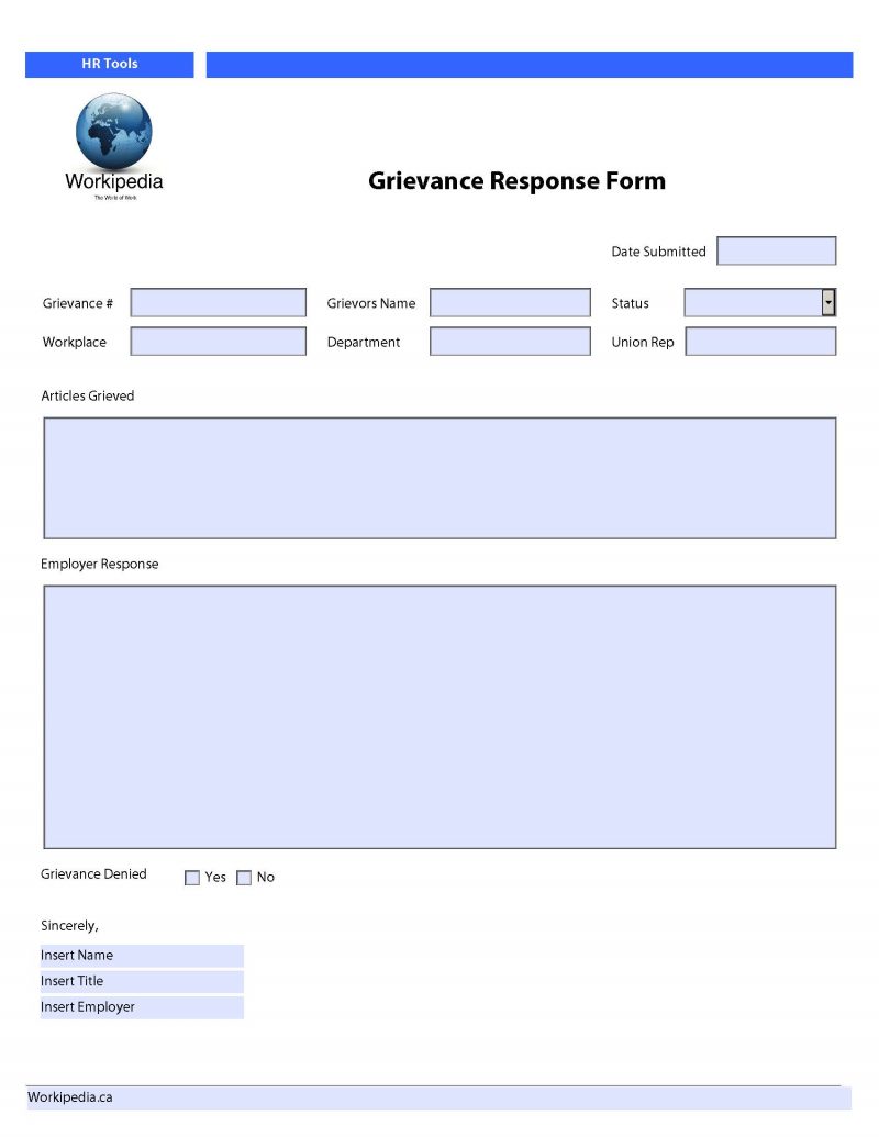 Grievance Response Form